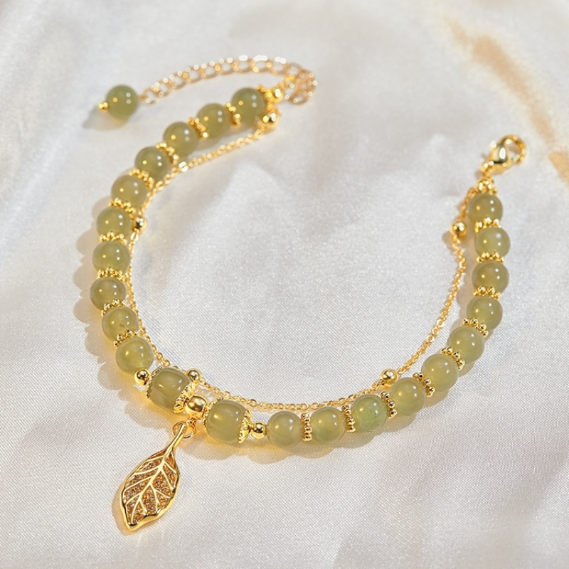 Lucky Leaf • Emerald Jade stone bracelet – Deegnt