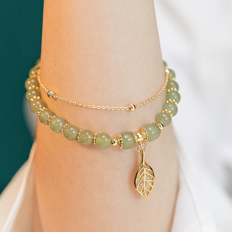 Lucky Leaf • Emerald Jade stone bracelet – Deegnt