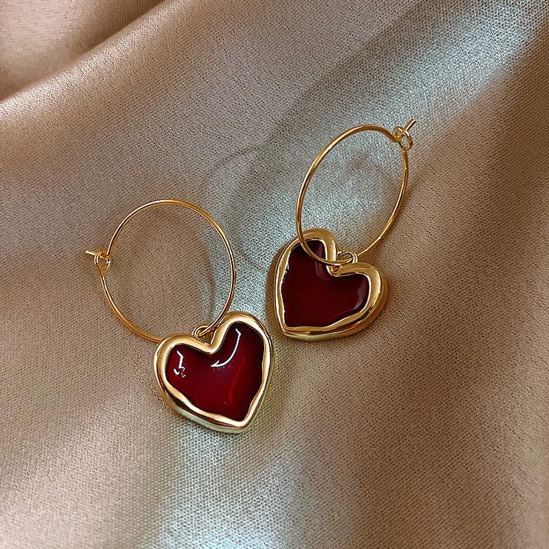 Red Heart Pendant Earrings freeshipping - Deegnt